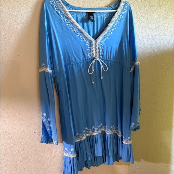 Moda International | Dresses | Moda International Blue Bell Sleeve Mini ...